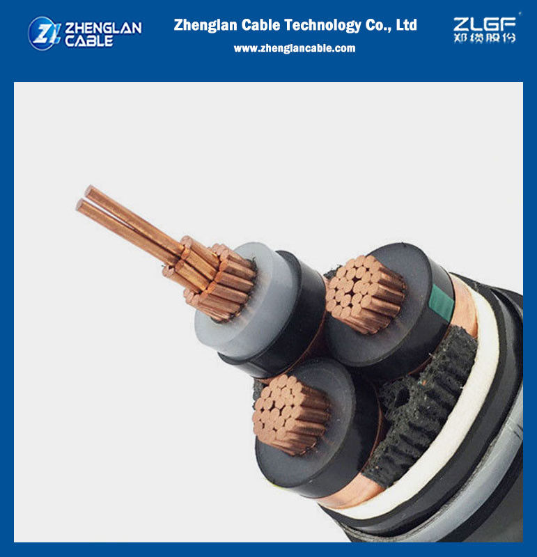 3 코어 12/20kV XLPE 케이블 구리 / 알루미늄 중압 PVC 외부 껍질 N2XSY NA2XSY IEC60502,IEC ...
